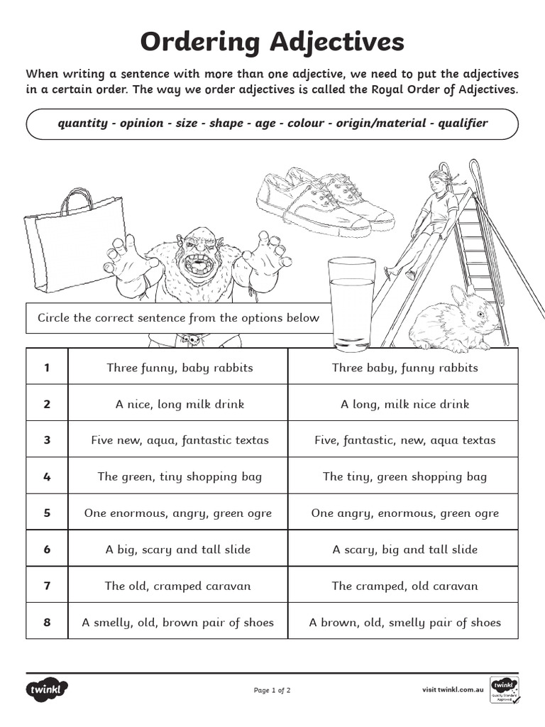 Guide to Ordering Adjectives | PDF | Adjective | Semantics