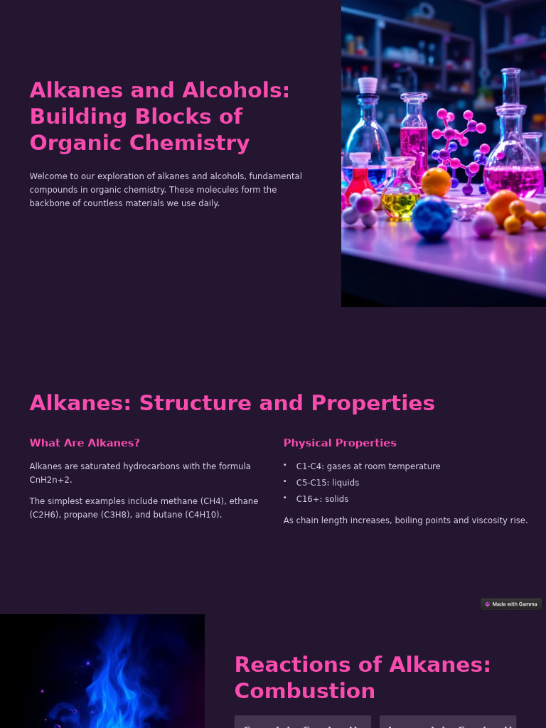 Alkanes and Alcohols in Organic Chemistry | PDF | Alkane | Ethanol
