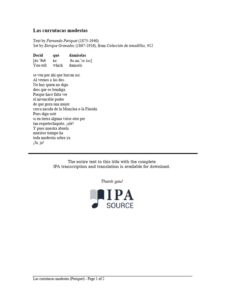 Currutacas Modestas de Periquet | PDF