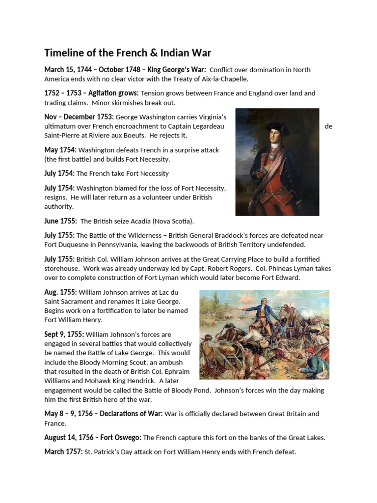 French & Indian War Timeline 1754-1763 | PDF | 2nd Millennium Conflicts ...