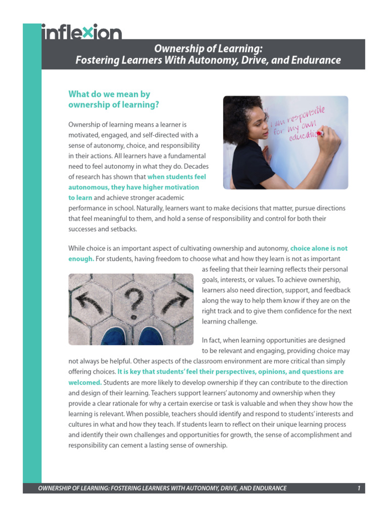 Inflexion Ownership of Learning Description | PDF | Learning | Autonomy