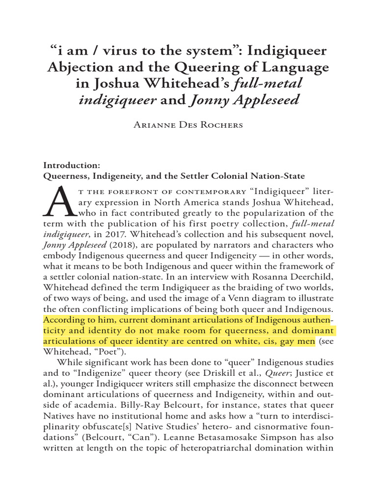 DES ROCHERS - Indigiqueer Abjection and The Queering of Language in ...