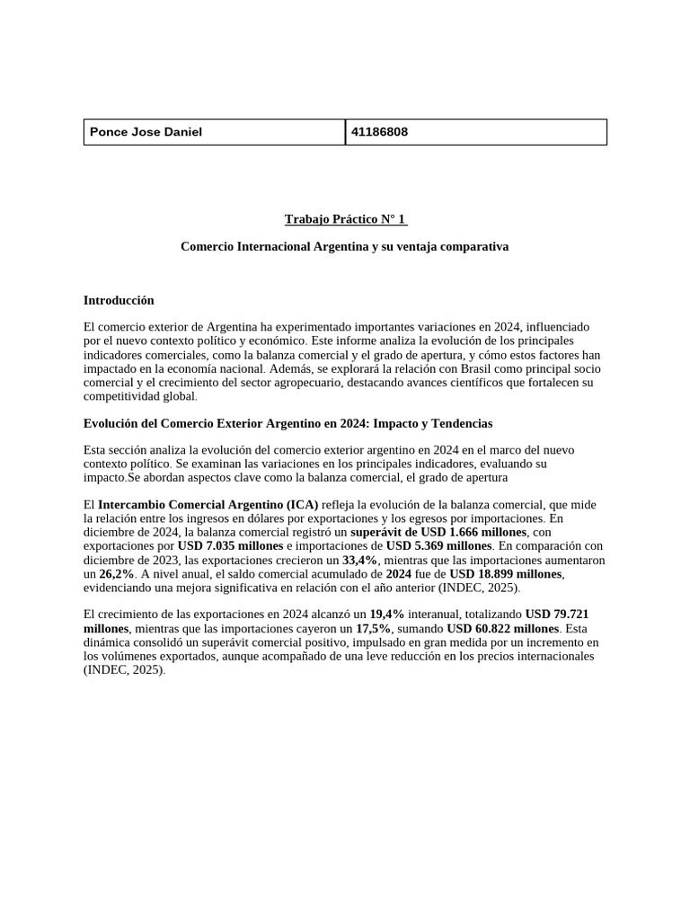 Ponce Jose Daniel TP1 | PDF | El comercio internacional | Economias