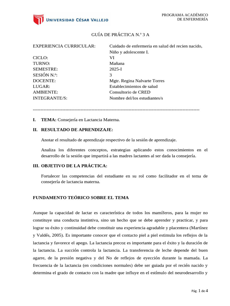 Guia Numero 3a | PDF | Amamantamiento | Teoría de apego