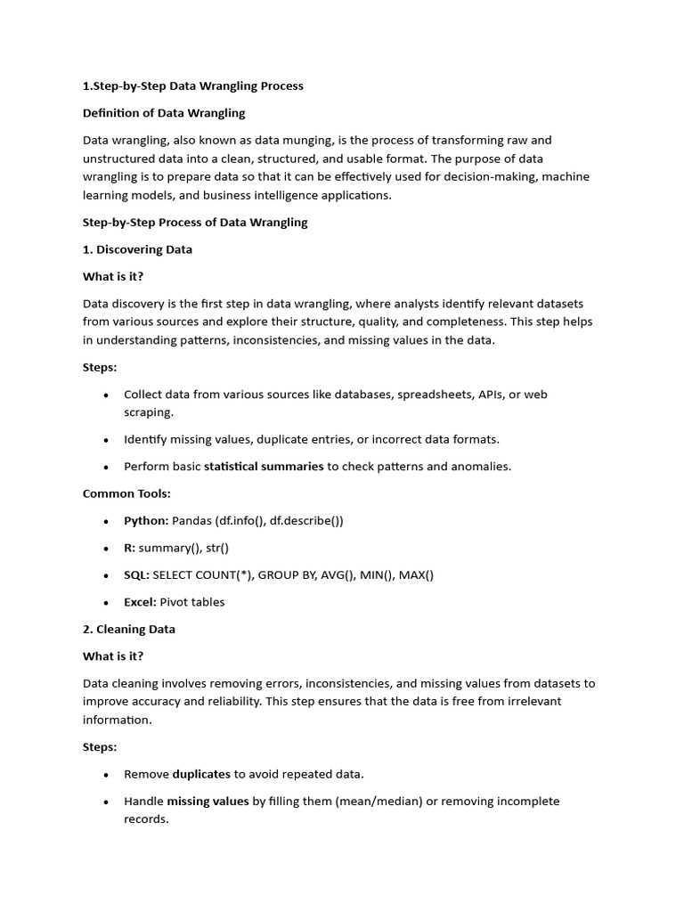 Step by Step Data Wrangling | PDF | Data | Databases