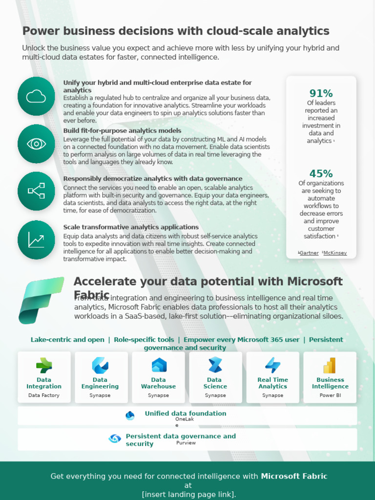 Microsoft Fabric - One-Pager Leave Behind | PDF | Analytics | Business ...