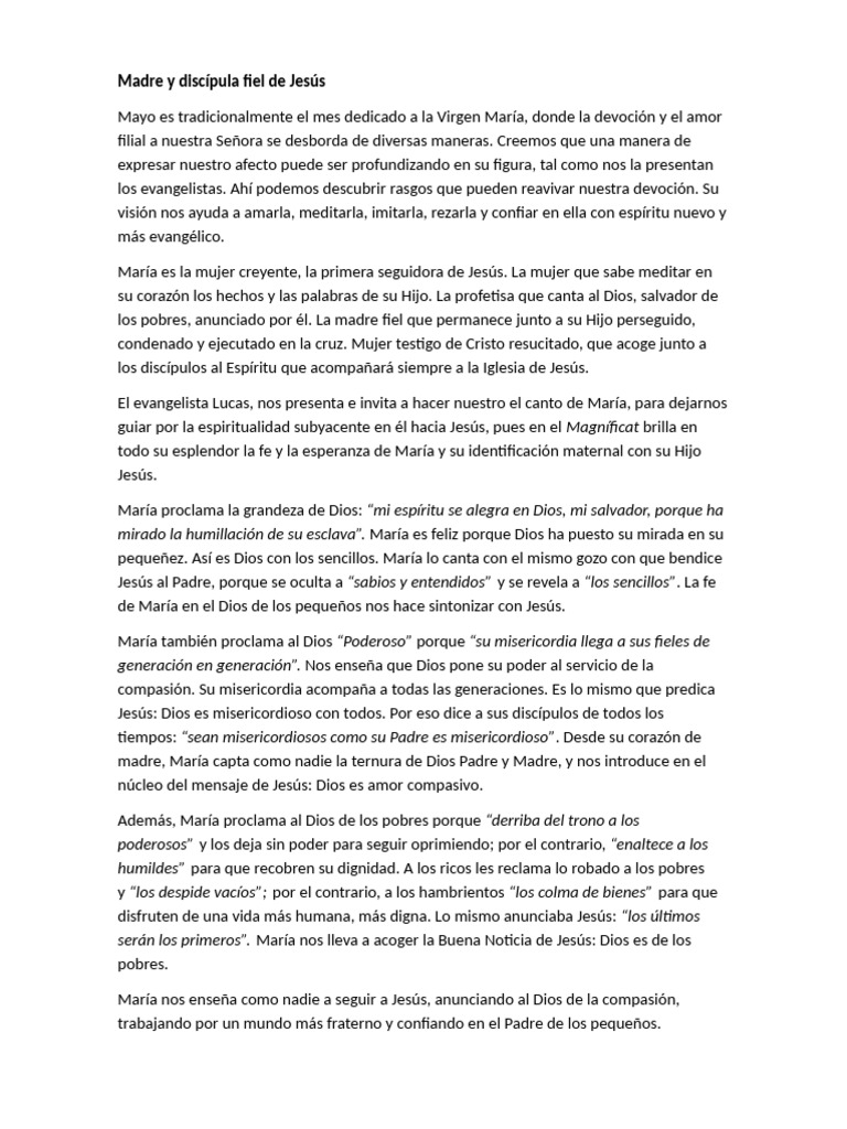 María: Madre y Seguidora de Jesús | PDF | María, madre de Jesús | Jesús