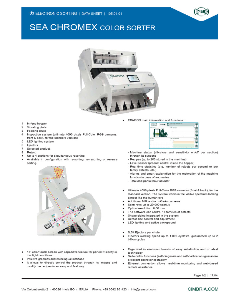 SEA CHROMEX Color Sorter GB Electronica | PDF | Camera | Rgb Color Model