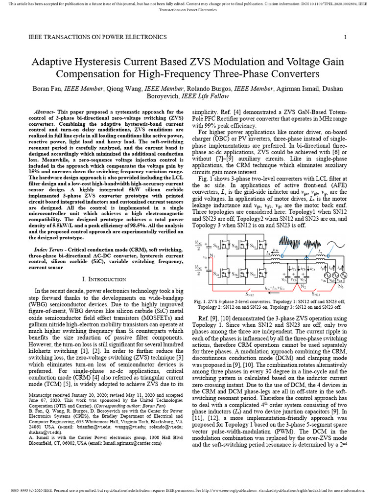 ZVS Modulation for Three-Phase Converters | PDF | Power Electronics ...