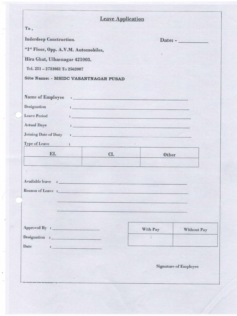 Leave Application | PDF