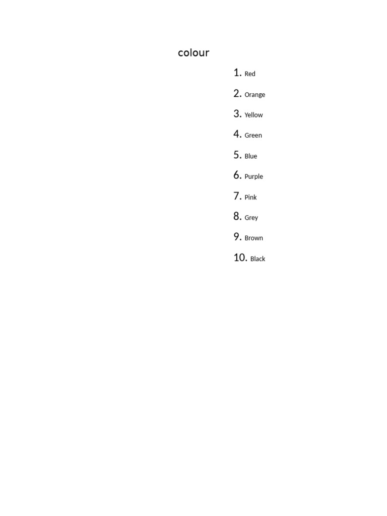 List of Color Names and Variants | PDF