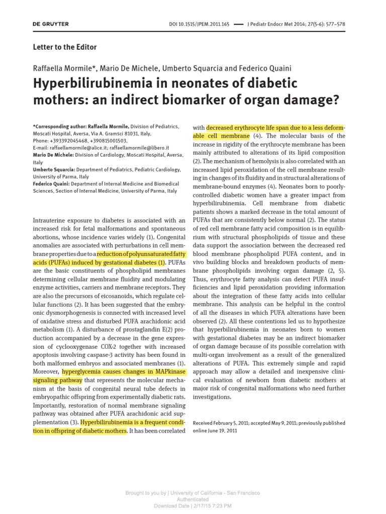 Hyperbilirubinemia as Organ Damage Indicator | PDF | Polyunsaturated ...