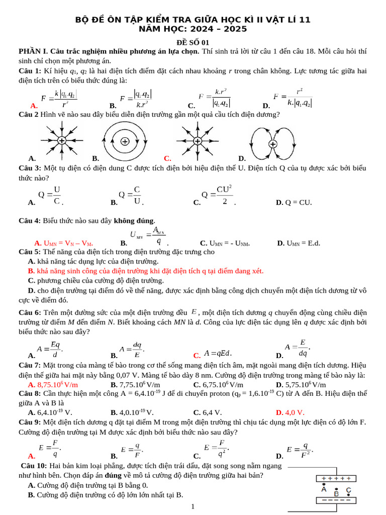 Bo 10 de Kiem Tra Giua HK2 Vat Li 11 Canh Dieu 24 25 | PDF