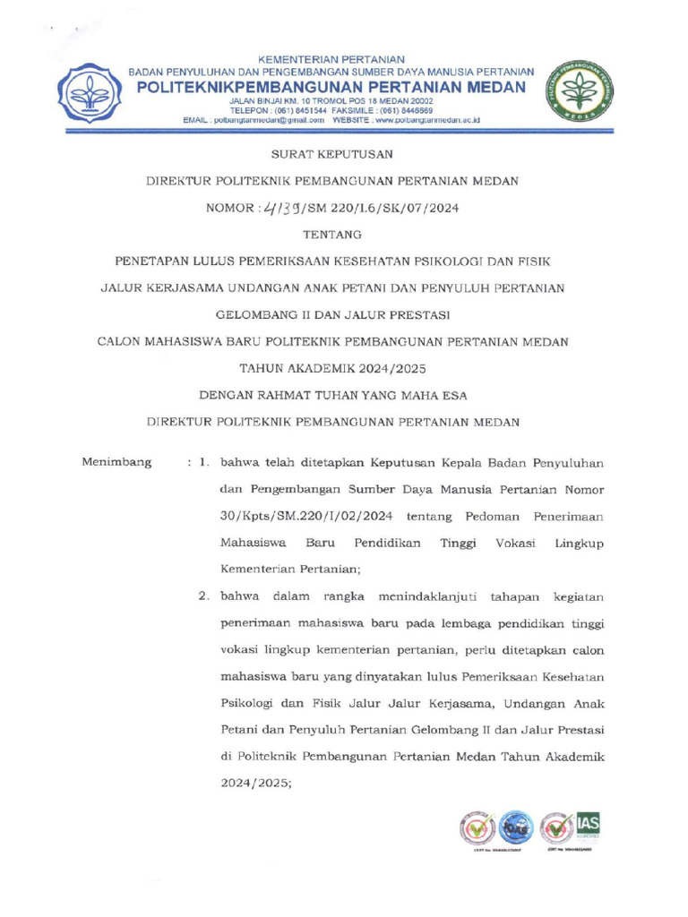 Pengumuman Hasil Tes Kesehatan PMB Gelombang II_FINAL | PDF