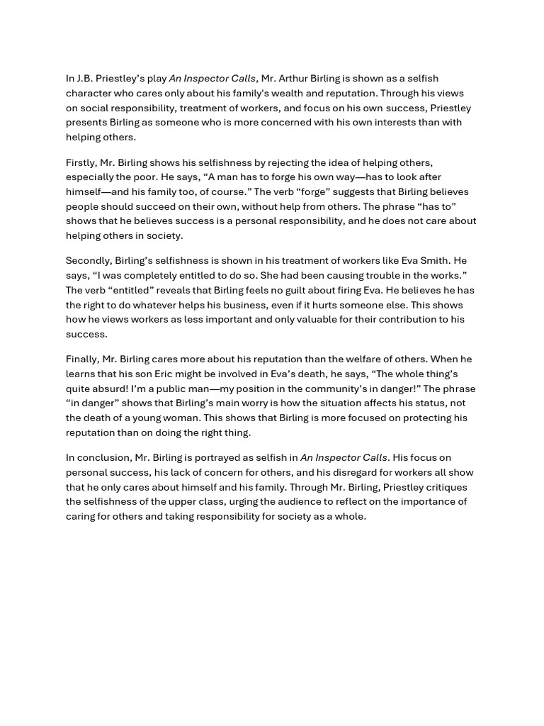 EXAM style practice paper inspector callsss | PDF