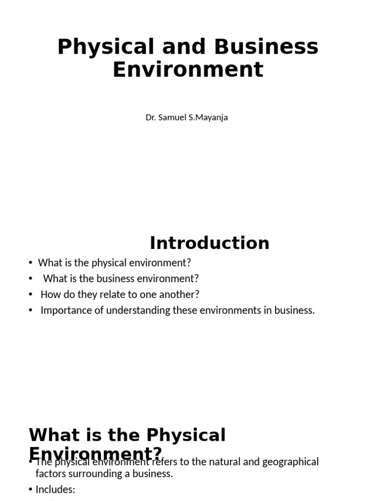 Physical Environment and Business Environment | PDF | Natural ...