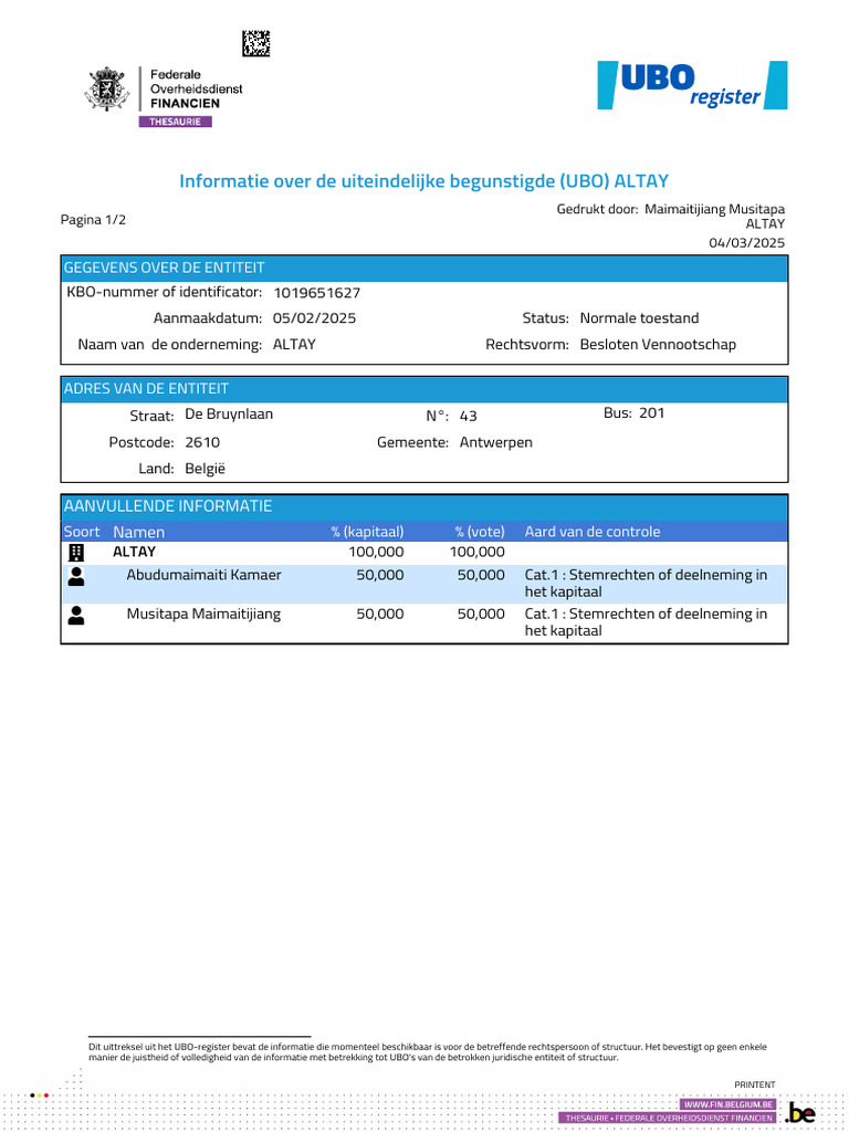 UBO Register Altay | PDF