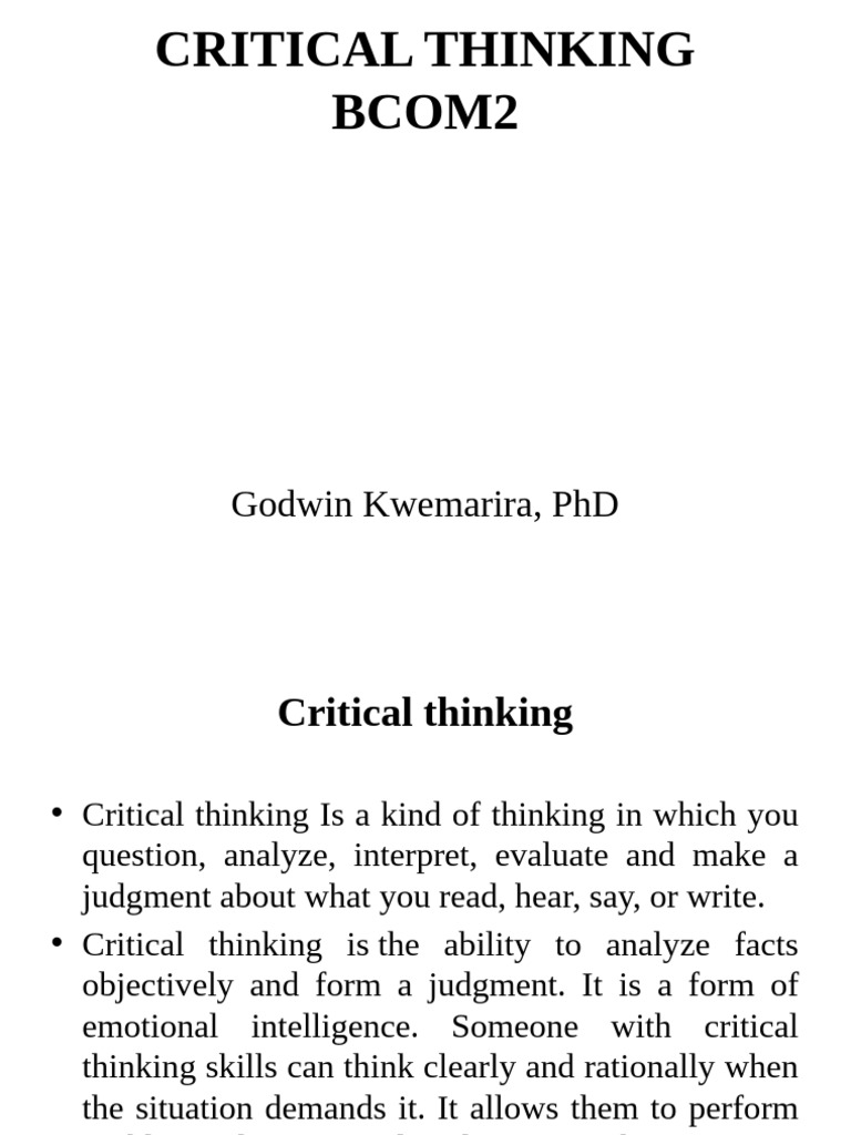 Critical Thinking (Bcom2-24) | PDF | Thought | Critical Thinking