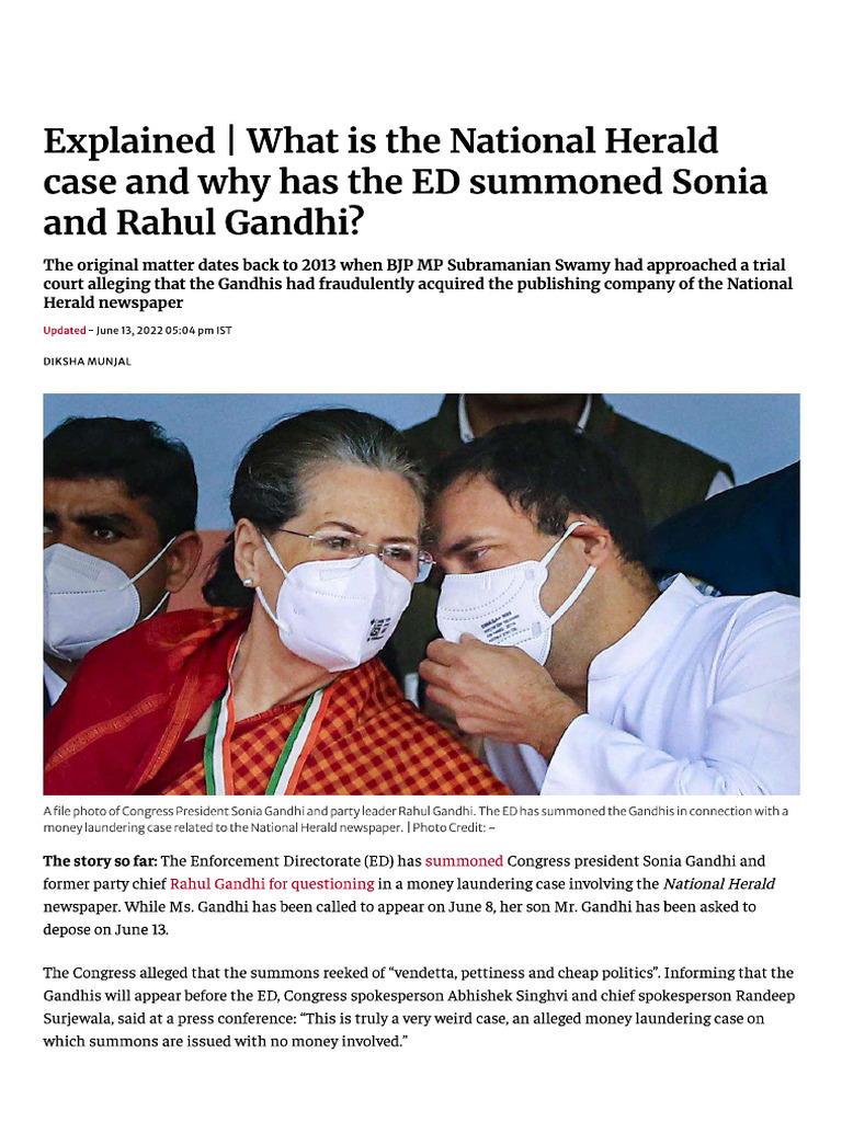 What Is The National Herald Case and Why Has The ED Summoned Sonia and ...