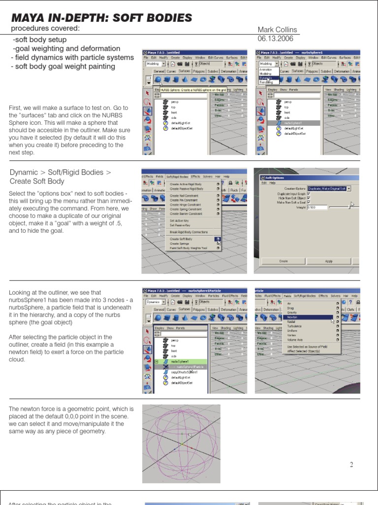 Mayatutorial Softbodies | PDF | Shape | Force