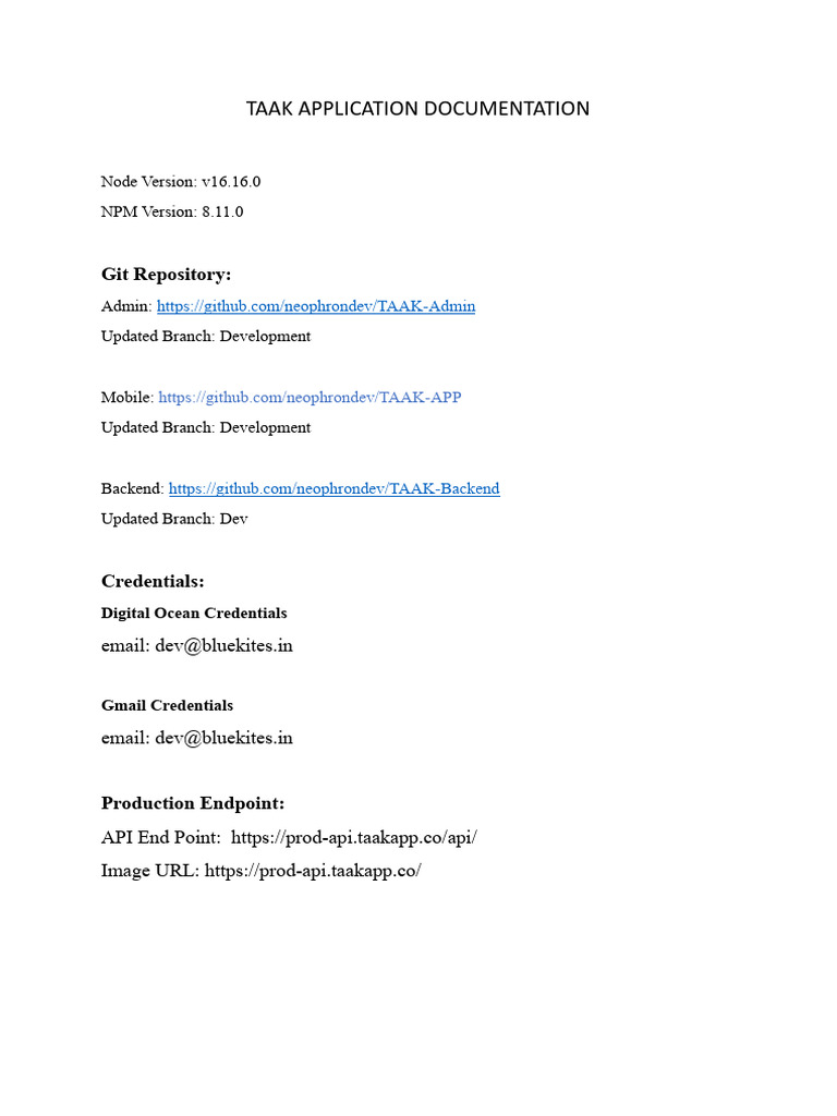 TAAK App Documentation Overview | PDF