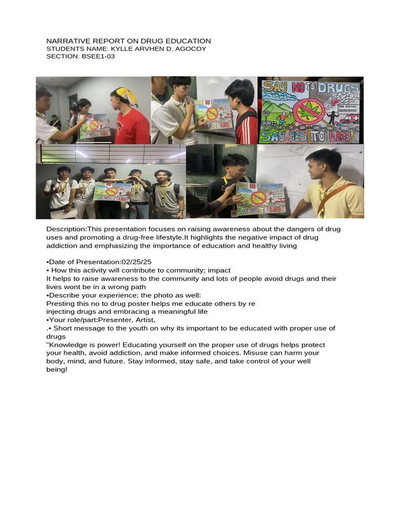 Narrative Report On Drug Education | PDF