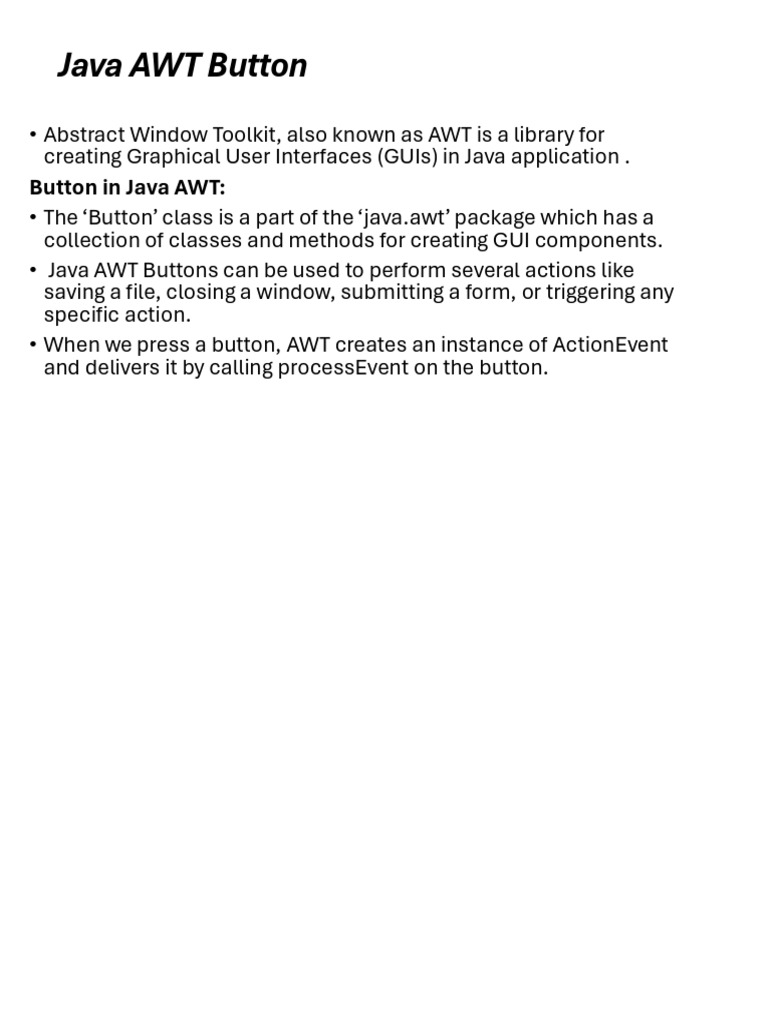 Java AWT Button Overview and Examples | PDF