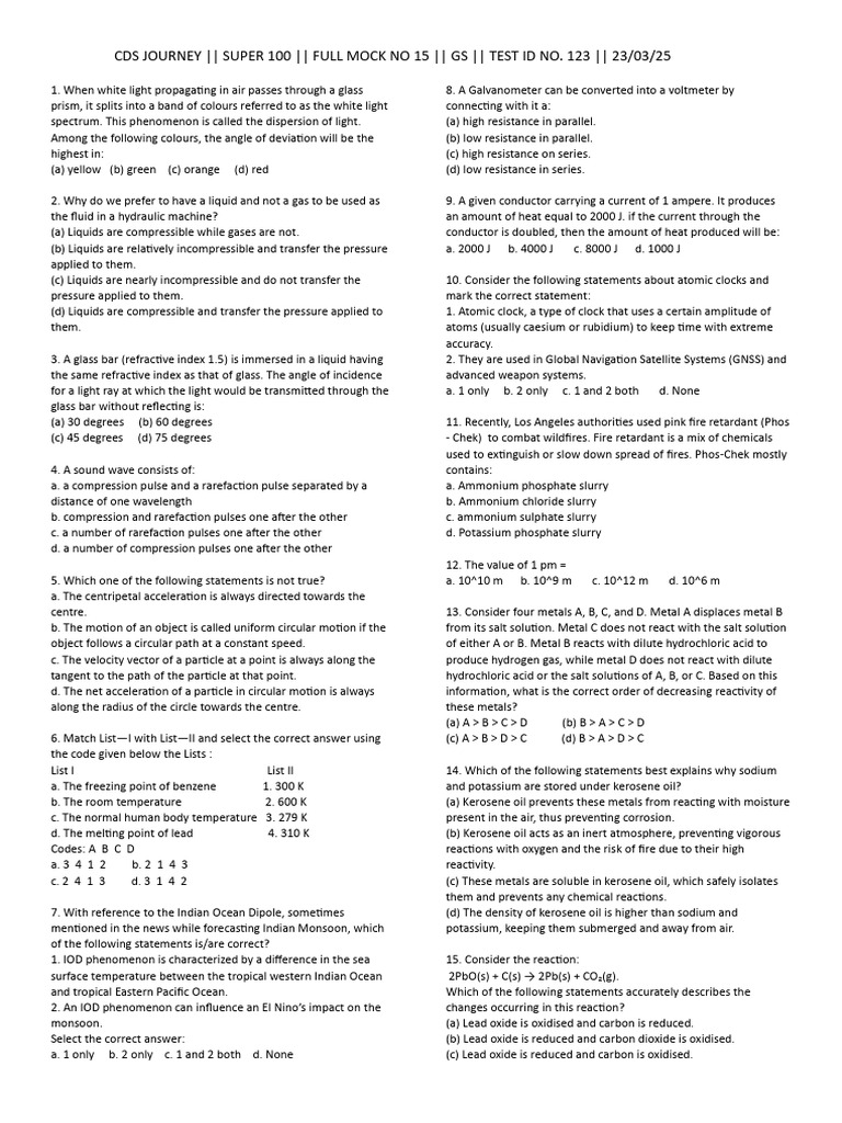 23 March GS Offline Test | PDF | Dominance (Genetics) | Greenhouse Gas