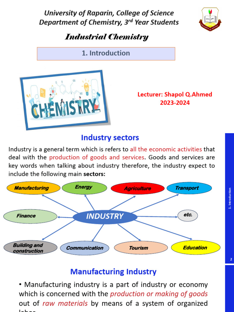 Overview of Industrial Chemistry Sectors | PDF | Chemical Reactor ...