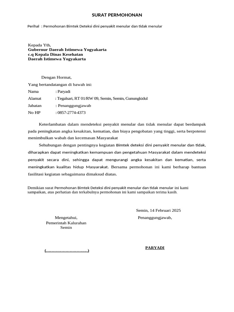 Contoh Permohonan Sosialisasi | PDF