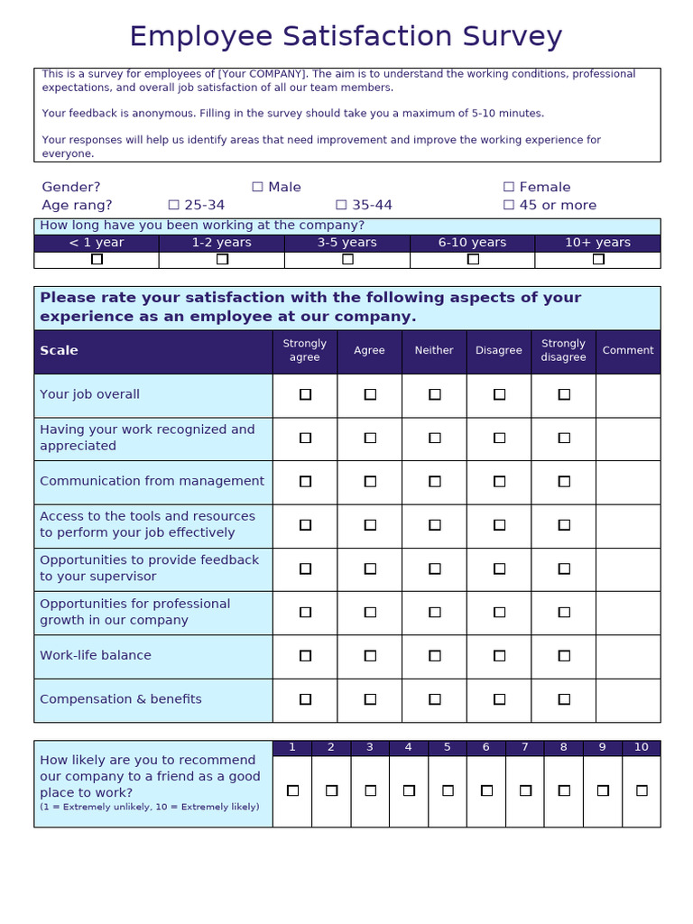 Employee Satisfaction Survey | PDF