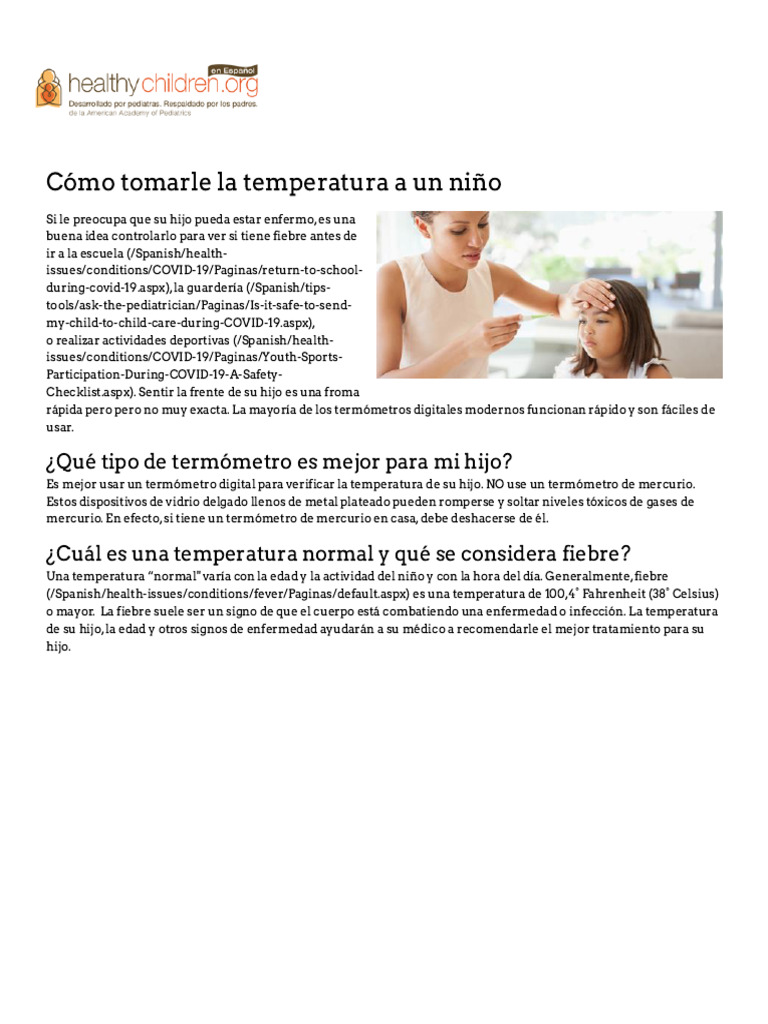 Cómo Tomarle La Temperatura a Un Niño - HealthyChildren.org | PDF ...