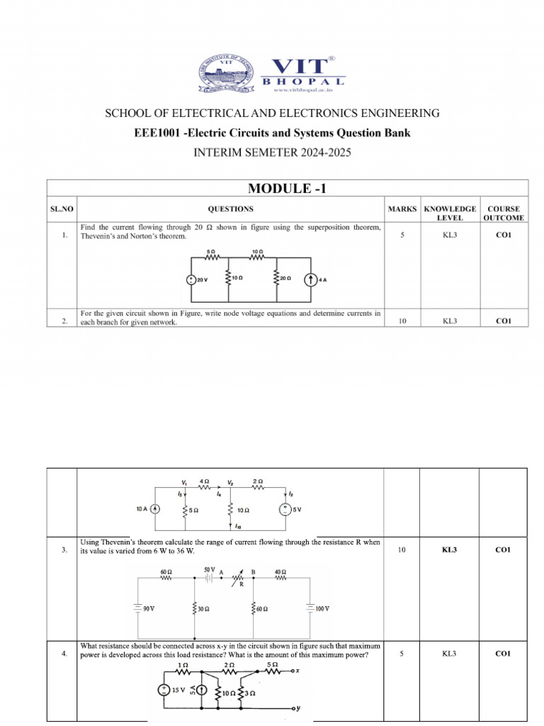 EEE Question Bank Overview | PDF