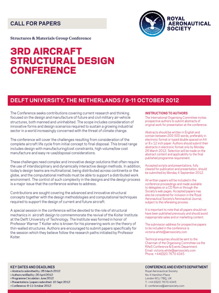 3rd Aircraft Structural Design Conference | PDF | Design Methods | Design