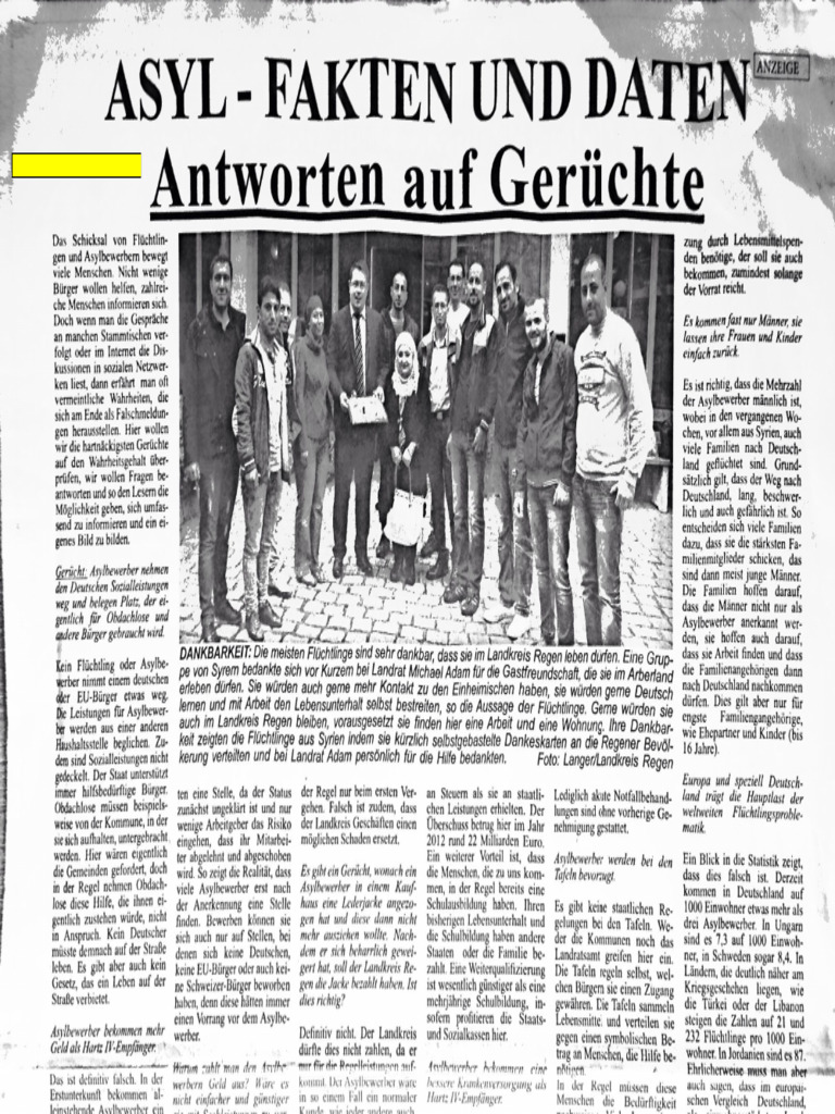 Asyl Fakten Und Daten - Antworten Auf Gerüchte - PNP - 151003 | PDF