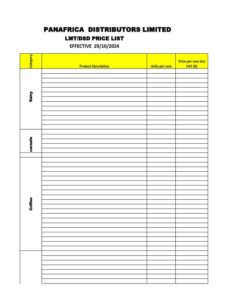 LMT DSD PRICE LIST 29 10 24 | PDF | Nestlé | Foods