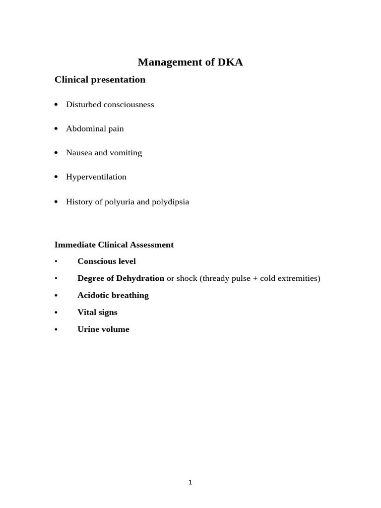 Management of DKA (Final) | PDF | Saline (Medicine) | Medical Specialties