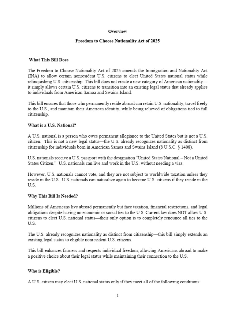 Freedom to Choose Nationality Act 2025 | PDF | Citizenship ...