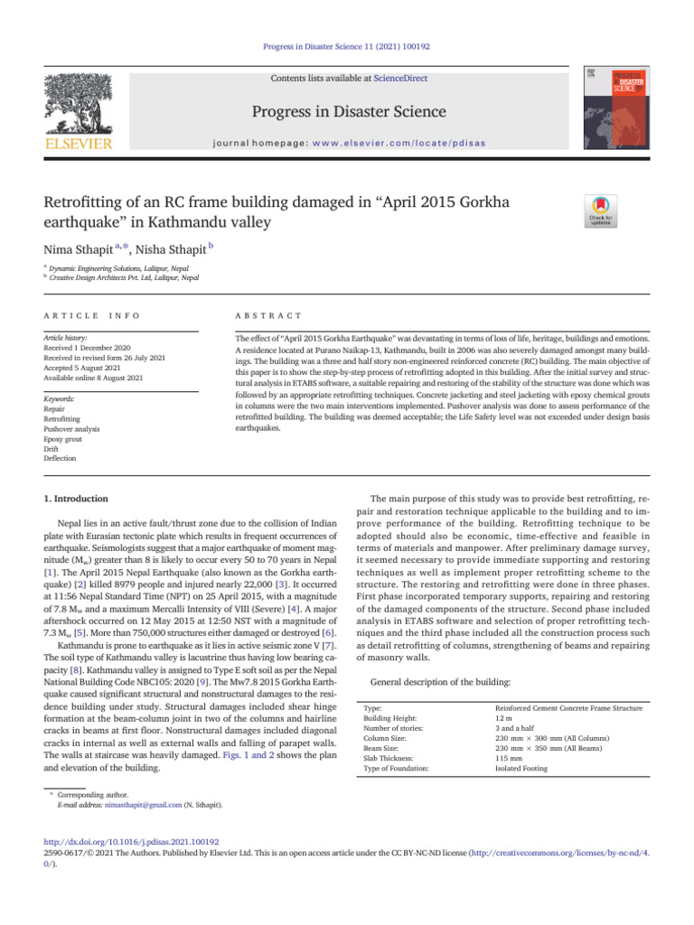 Retrofitting of An RC Frame Building Damaged in "April 2015 Gorkha ...