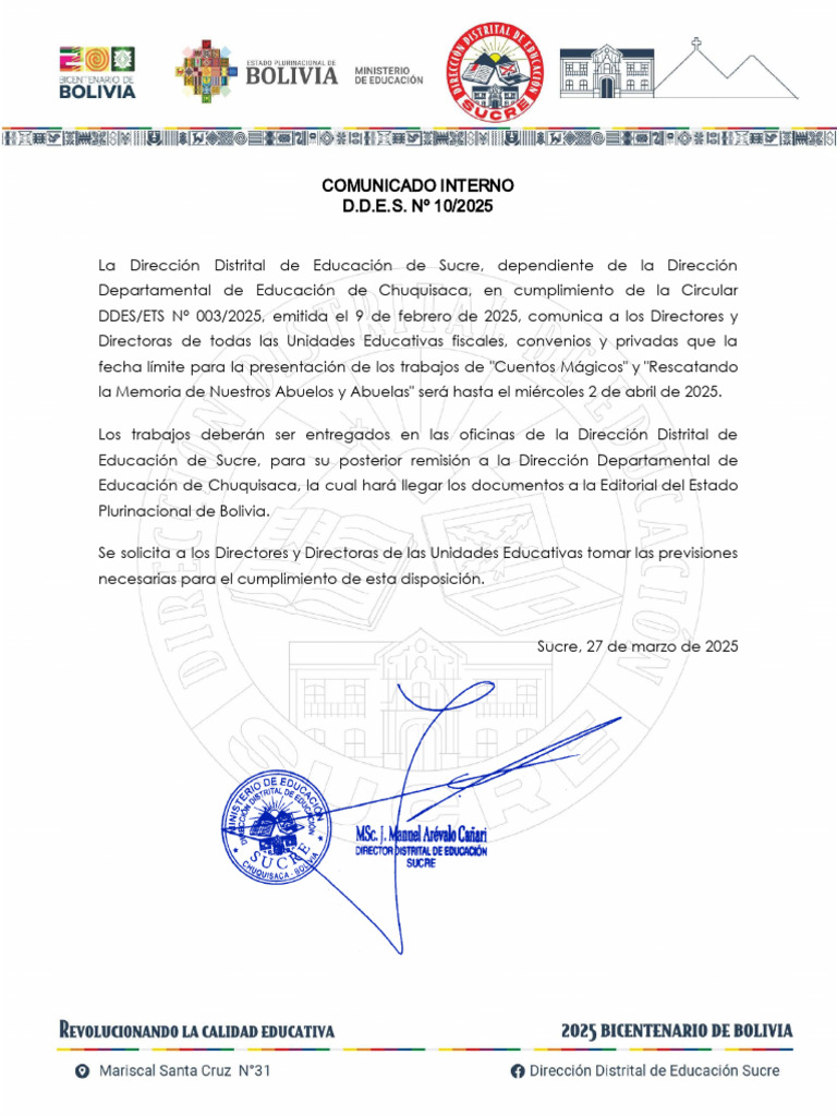 Comunicado Interno D.D.E.S - N°10 - 2025 | PDF