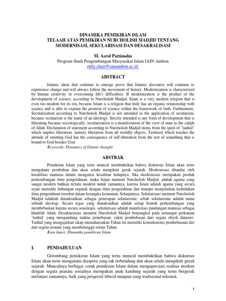 Pemikiran Nurcholish Madjid tentang Islam | PDF