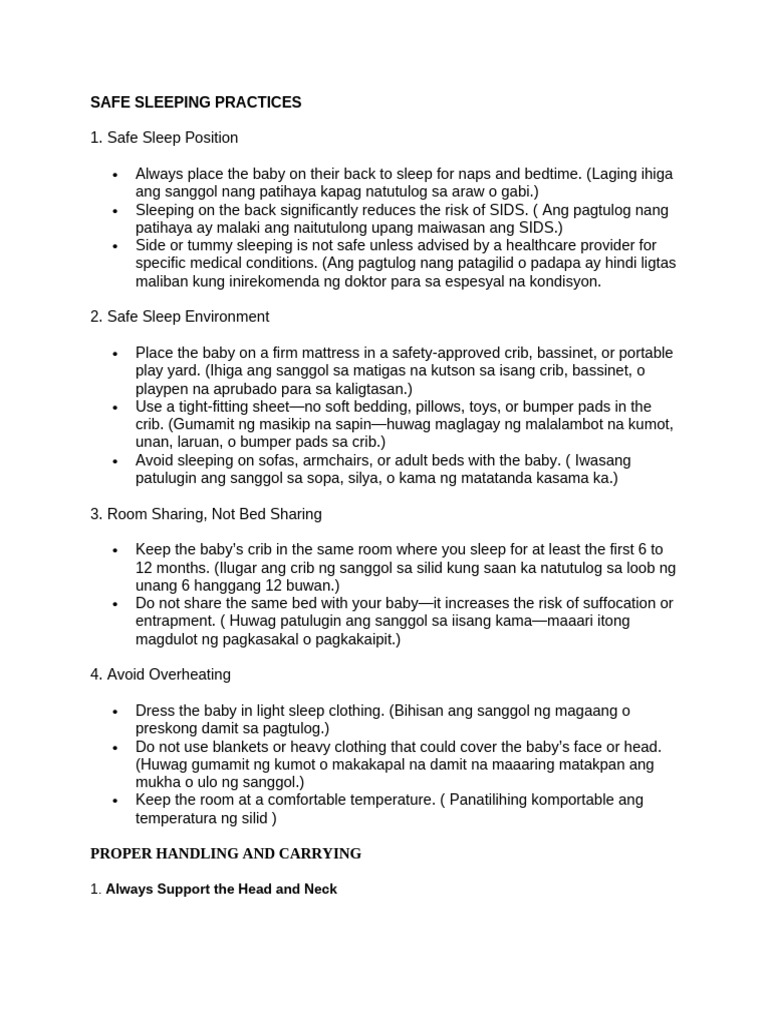 SAFE SLEEPING PRACTICES | PDF