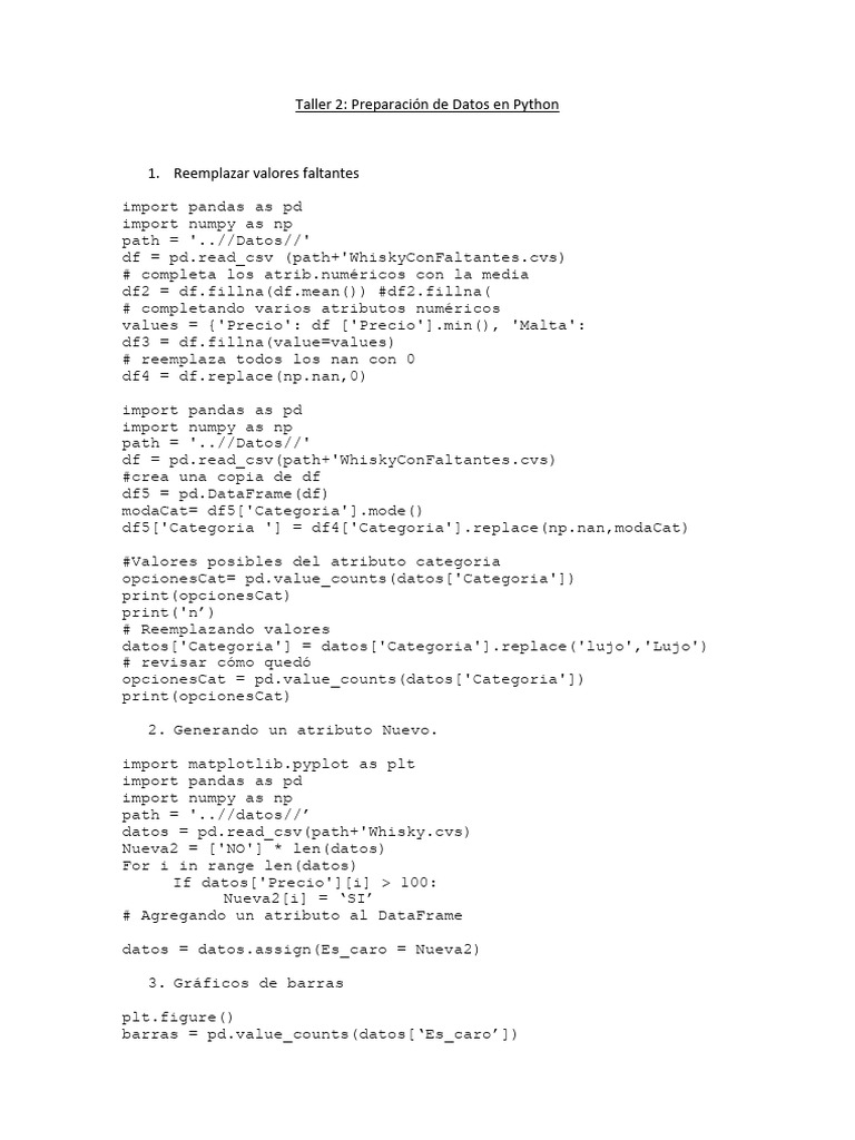 Taller 2-Carga Preparacion y Análisis de Datos en Python | PDF