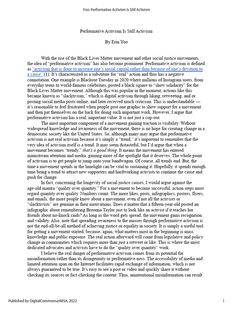 Performative Activism Is Still Activism | PDF | Activism | Public Sphere