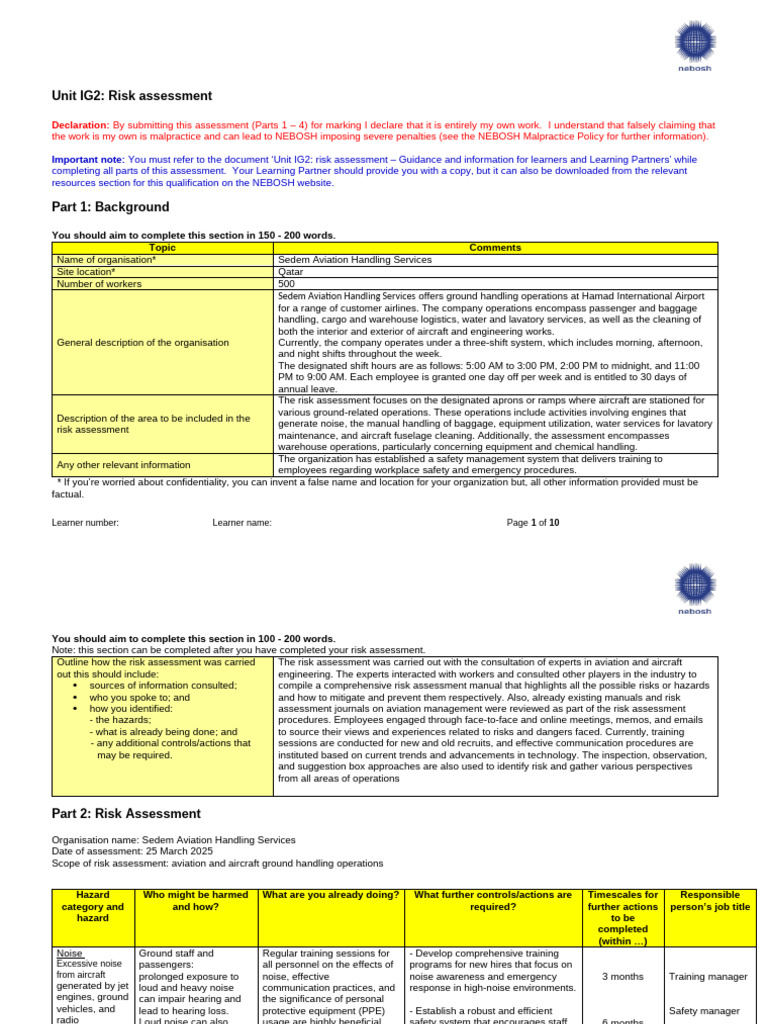 Unit IG2 Risk Assessment | PDF | Risk | Personal Protective Equipment