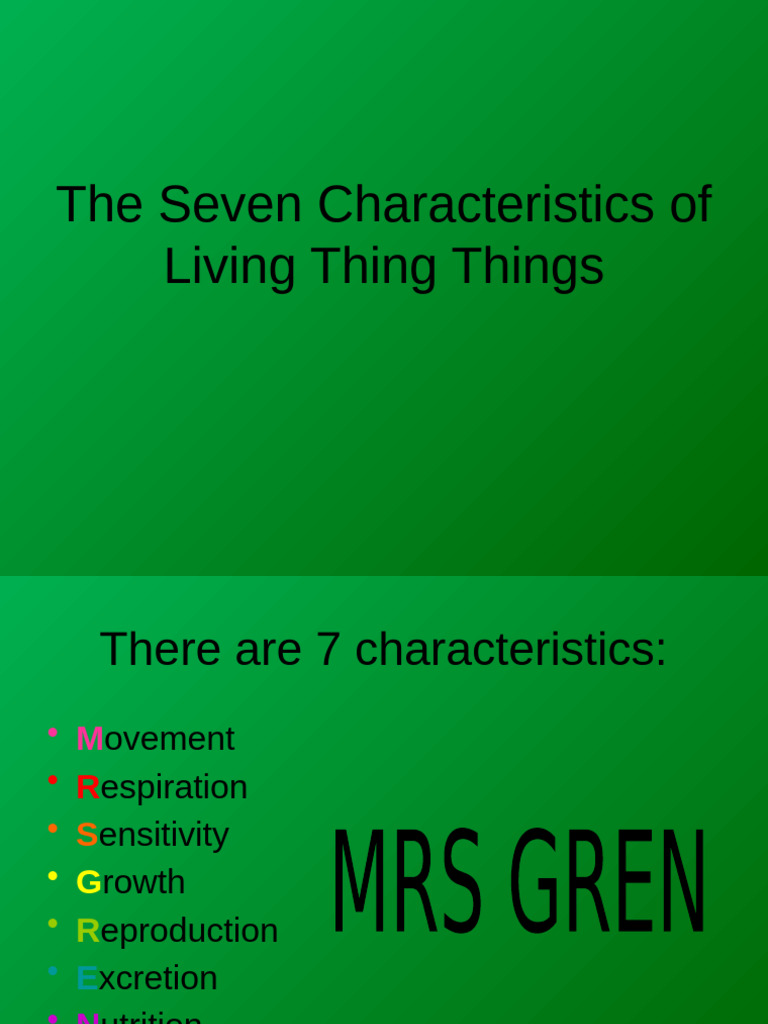 Seven Characteristics of Living Things | PDF | Organisms | Nutrition