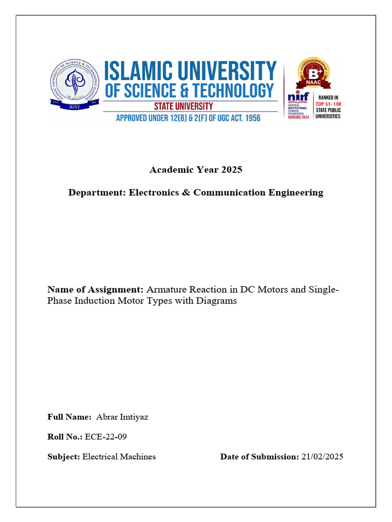 Electric Machines Assignment | PDF