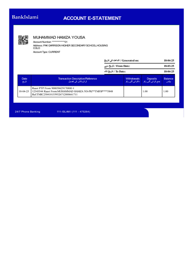 BankIslami Statement 18 Apr 2025 | PDF