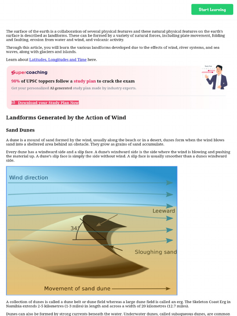 Factors Controlling Landform Development - Wind, River & Sea Waves | PDF