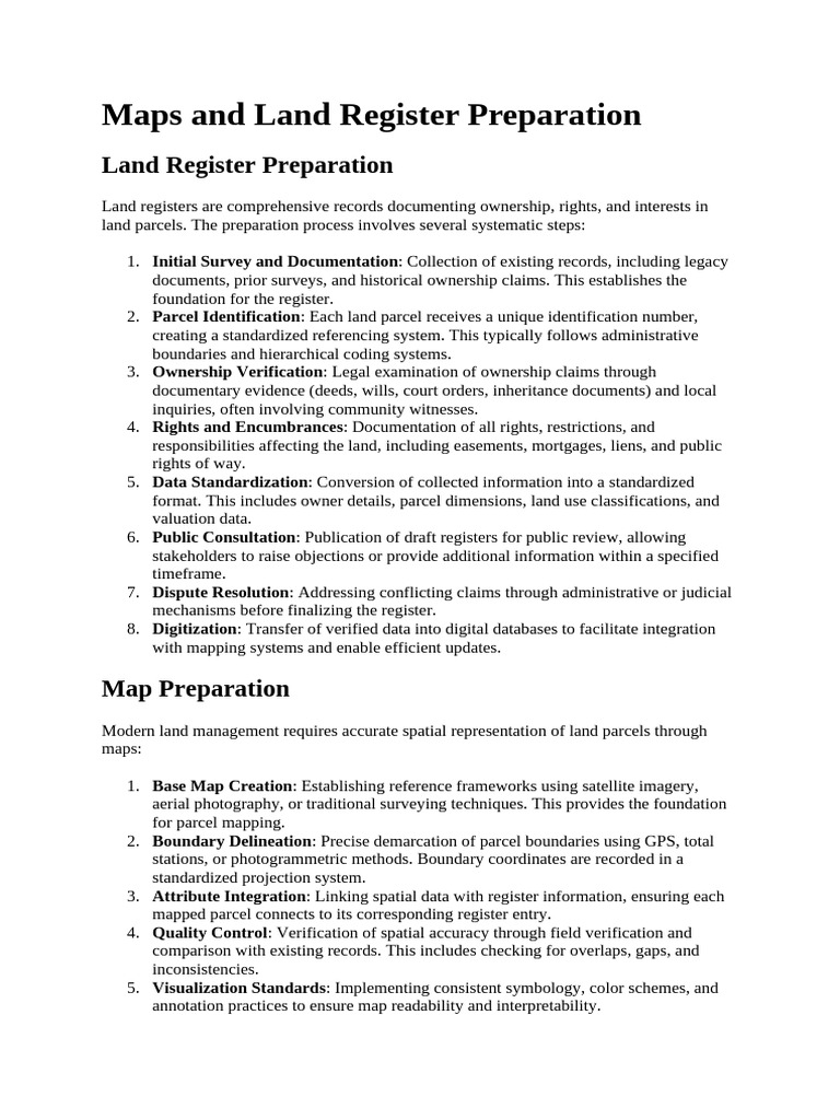 Land Register and Map Preparation Guide | PDF | Surveying | Computing